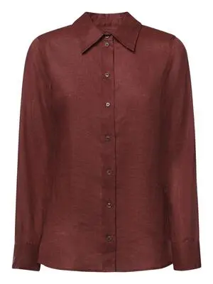 OTTOD'AME Classic Linen Shirt - Wine Red