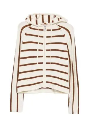 SEMICOUTURE Striped Zip-up Hoodie - White