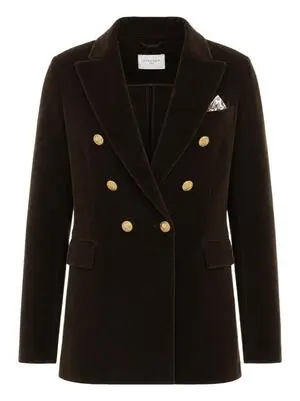 CIRCOLO 1901 Double-breasted Velvet Blazer - Brown