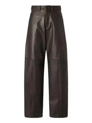 Pinko Nappa Leather-effect Panelled Trousers - Brown