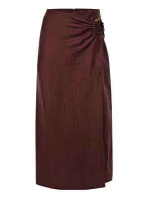 OTTOD'AME Draped Ring-detail Skirt - Wine Red