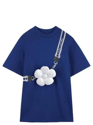 Marc Jacobs Flower Appliqué Short Sleeve Dress - Blue