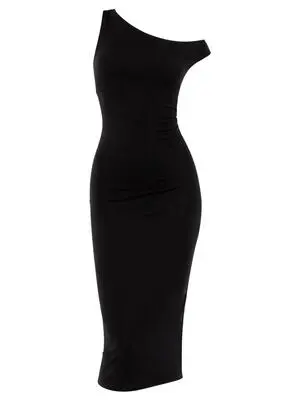 Patrizia Pepe One-shoulder Stretch Midi Dress - Black