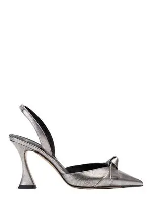 ALEXANDRE BIRMAN Alexandre Birman Clarita Bell Slingback 85 In Antique Lame Leather Silver