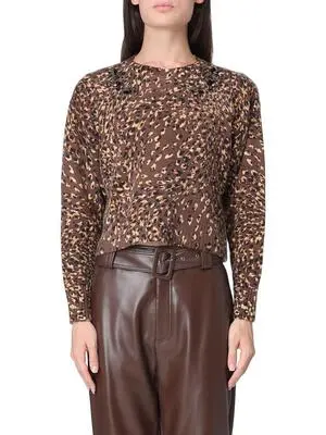 TWINSET Animal Print Wool Blend Jumper With Crystal Embroidery - Brown