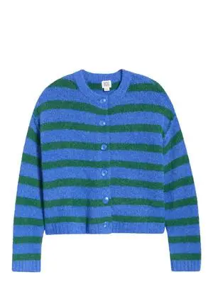 BDG URBAN OUTFITTERS Striped Crew Neck Cardigan - Blue Stripe