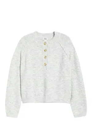 BDG URBAN OUTFITTERS Bdg Half Placket Crewneck Sweater - Grey