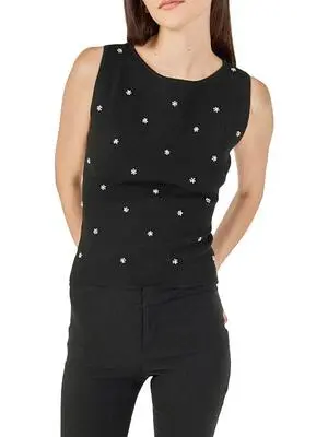 Endless Rose Endless Rose Jewel Embellished Sleeveless Knit Top Black