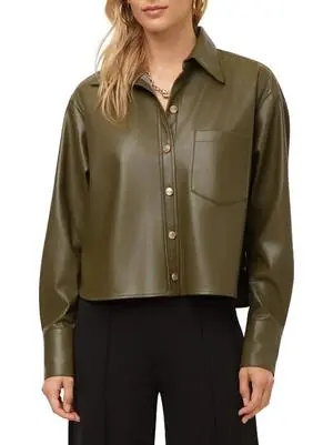 Fifteen Twenty Faux Leather Button-up Shirt - Moss