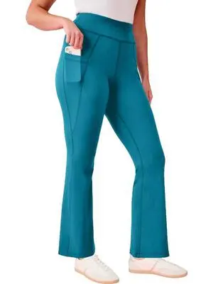Roaman's Soft Sculpt Side Pocket Yoga Pants - Deep Teal