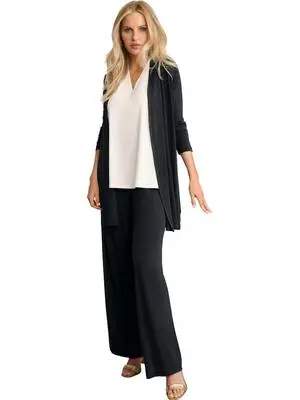 Roaman's Ultrasmooth® Fabric Long Sleeve Cardigan - Black