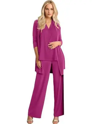 Roaman's Ultrasmooth® Fabric Long Sleeve Cardigan - Raspberry