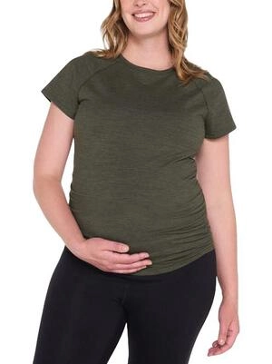Motherhood Maternity MOTHERHOOD MATERNITY Crewneck Short Sleeve Active Tee With Side Ruching Deep Depths