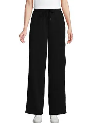 LANDS' END Serious Sweats High Rise Relaxed Straight Leg Pants - Black
