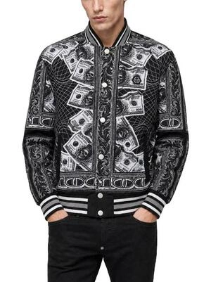 Philipp Plein Skull Dollar Nylon Bomber Jacket - Black