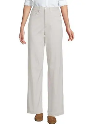 LANDS' END High Rise Wide Leg Chino Pants - Light Stone