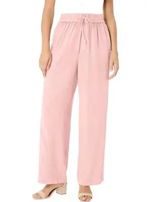 Roaman's Roaman's Acid Wash Wide Leg Pants Soft Blush