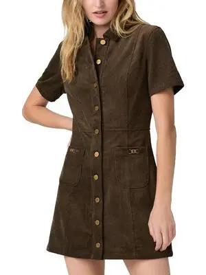 Paige Clementine Corduroy Shirt Dress With Goldtone Hardware - Fern