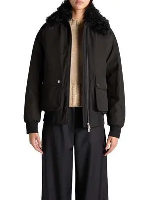 Moncler Shearling Collar Bomber Jacket - Black