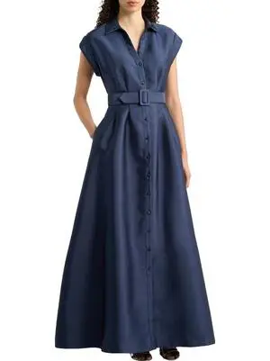 JULIA JORDAN Julia Jordan Short Sleeve Belted Satin Shirtdress