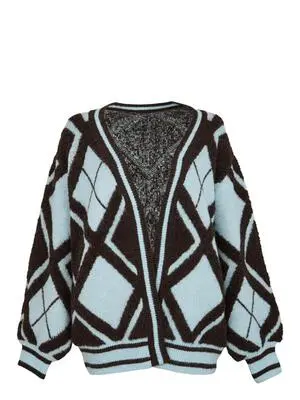 SAACHI Saachi Open Argyle Knit Cardigan