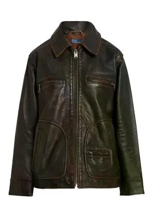 POLO RALPH LAUREN Polo Ralph Lauren Distressed Leather Moto Jacket