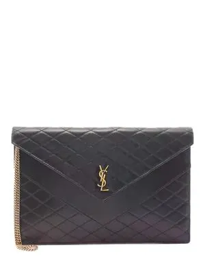 Saint Laurent Quilted Leather Clutch Bag - Black
