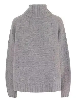ALLUDE Basket-weave Roll-neck Sweater - Grey