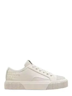 Marc Jacobs Debossed-logo Grained-leather Sneakers Neutrals
