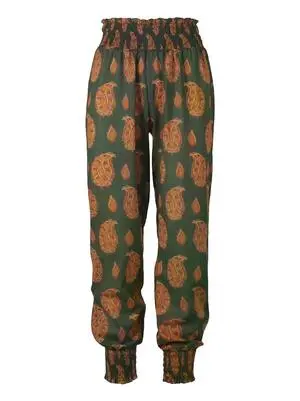 Johanna Ortiz Oasis Of The Rider Paisley-print Trousers - Green