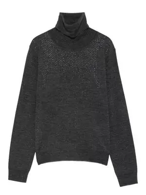 P.a.r.o.s.h Rhinestone Embellished Roll Neck Top - Grey