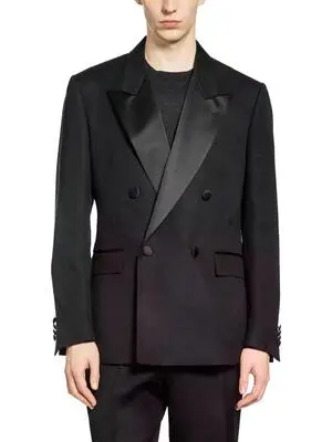 LARDINI Double-breasted Peak-lapel Suit - Black