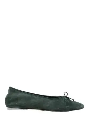 AeydĒ Suede Ballet Flats With Bow Detailing - Green
