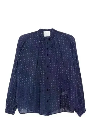 FORTE_FORTE Geometric Print Tie-neck Shirt - Blue