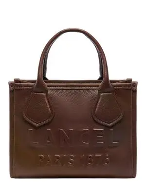 LANCEL Lancel Grained Leather Mini Tote Bag With Embossed Logo Brown