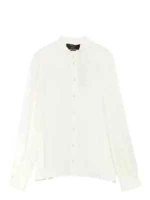 TWINSET Chevron-pattern Ruffled-collar Shirt - White