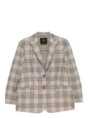 TWINSET Checked Wool Blazer With Notched Lapels - Neutrals