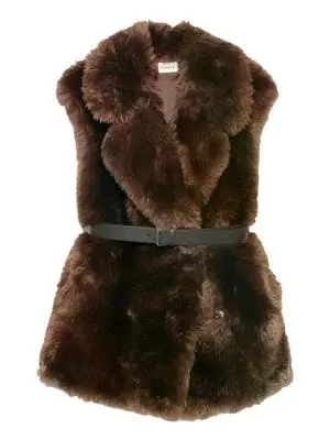 P.a.r.o.s.h Faux-fur Belted Waistcoat - Brown