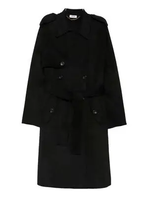 Liu Jo Double-breasted Belted Coat With Notched Lapels - Black