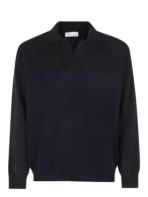 ROBERTO COLLINA Spread Collar Knitted Sweater - Blue