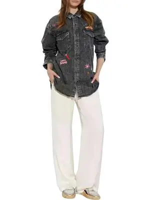 MOTHER The Exes And Ohs Embroidered Denim Shirt - Grey