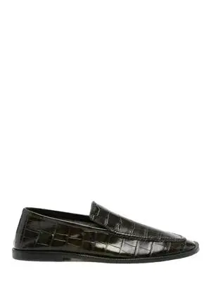 ALYSI Croc-effect Leather Loafers - Brown