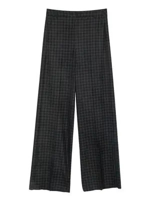 I BLUES Tartan Check Wide-leg Trousers - Blue