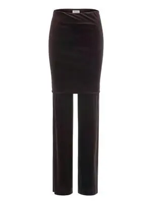 Andamane THE ANDAMANE Layered Velvet-Effect Trousers Brown