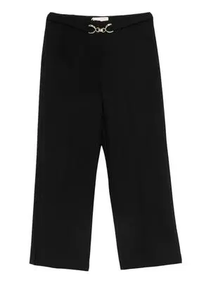 I BLUES Cropped Trousers With Horsebit Detail - Black