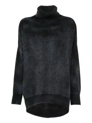 Avant Toi Ribbed Knit Roll Neck Sweater - Blue