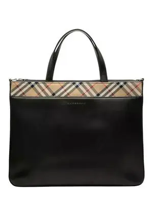 BURBERRY Burberry 2000-2017 Nova Check Canvas Trimmed Leather Satchel