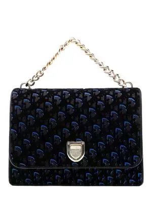 Dior Oblique Canvas And Velvet Diorama Flap Satchel - Blue