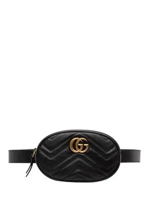 Gucci Gg Marmont Matelasse Calfskin Belt Bag - Black