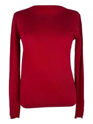 MIU MIU Miu Miu Red Fine Knit Round Neck Long Sleeve Sweater